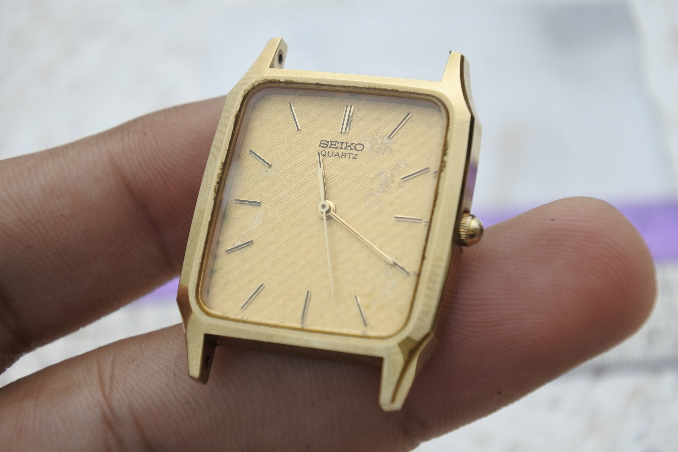 Vintage Seiko Gold Plated 9021 5320 Yellow Dial Men Quartz Wristwatch Japan Octagonal Shape 28mm ...