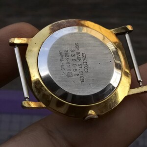 Vintage Seiko Gold Plated 2628 0010 Roman Numeral Dial Men Quartz Watch Japan Round Shape 32mm ...