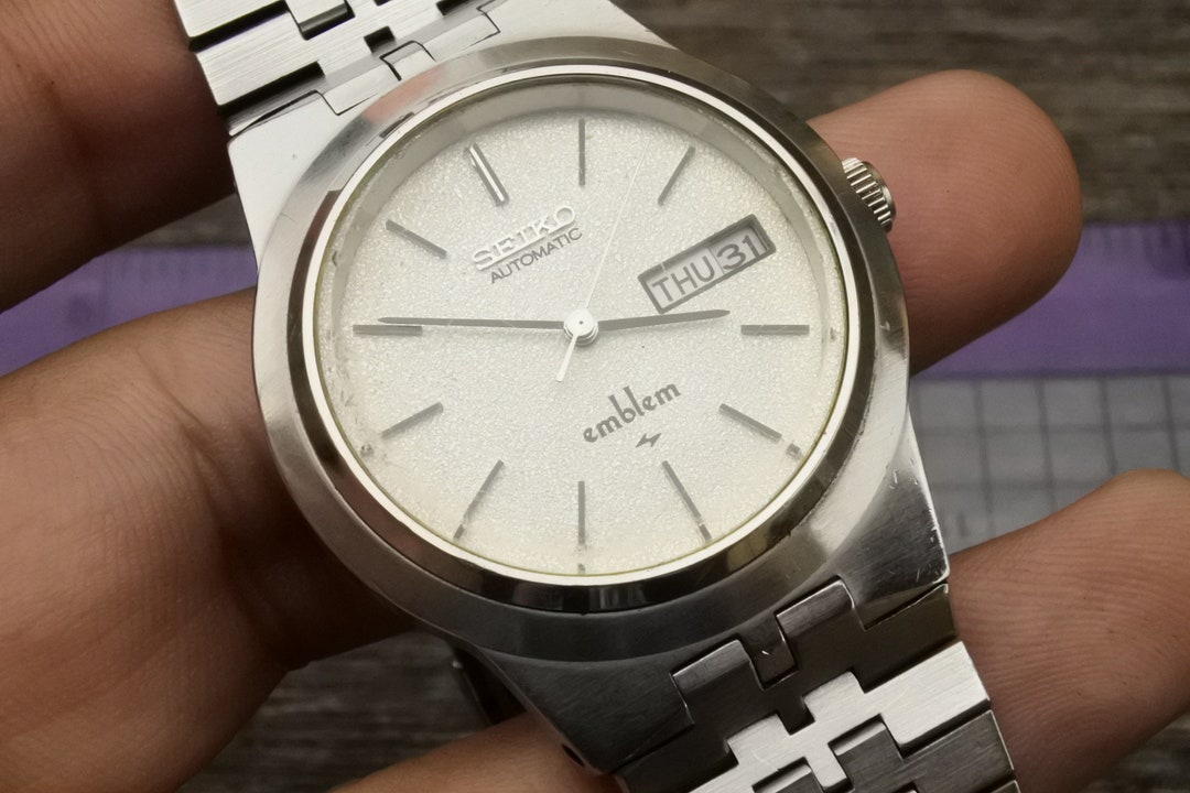 Vintage Seiko Emblem 2409 0030 Textured Dial Men Automatic Japan Round ...