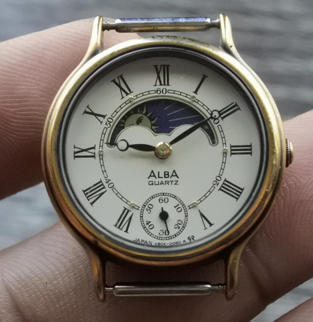 Vintage Alba V806 0060 Sun Moon Lady Quartz Watch Japan Round Shape 25mm - Etsy