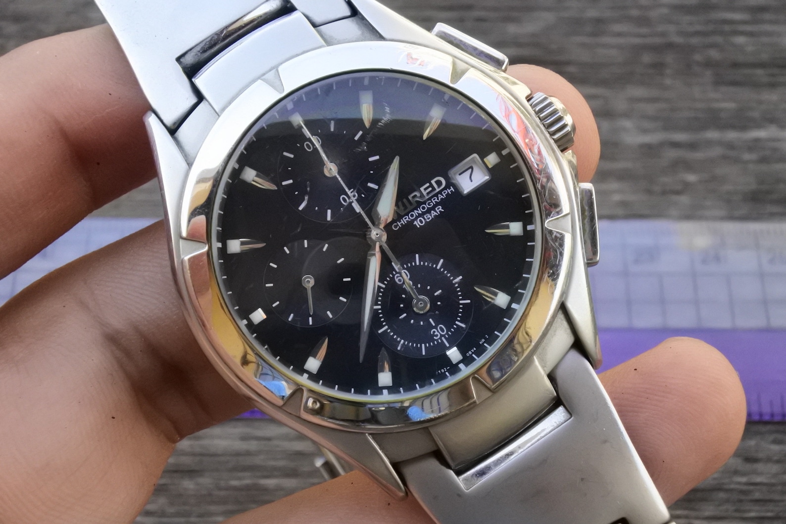 Vintage Seiko Wired Chronograph 7T92 0BX0 Black Dial Men Quartz Watch ...