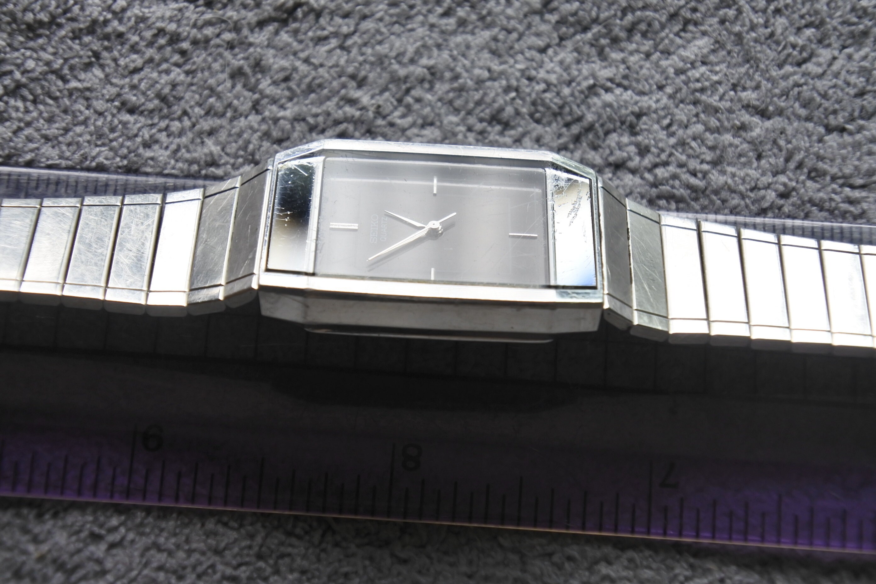 Vintage Seiko 7431 5360 Black Dial Men Quartz Watch Japan Square Tank ...