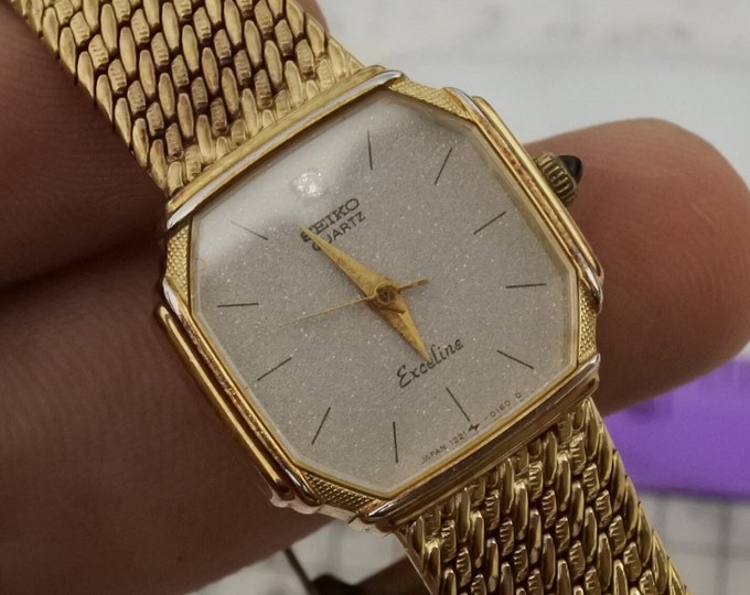 Vintage Seiko Exceline 1221 5080 Silver Dial Lady Quartz Watch Japan Octagonal Shape 22mm All ...