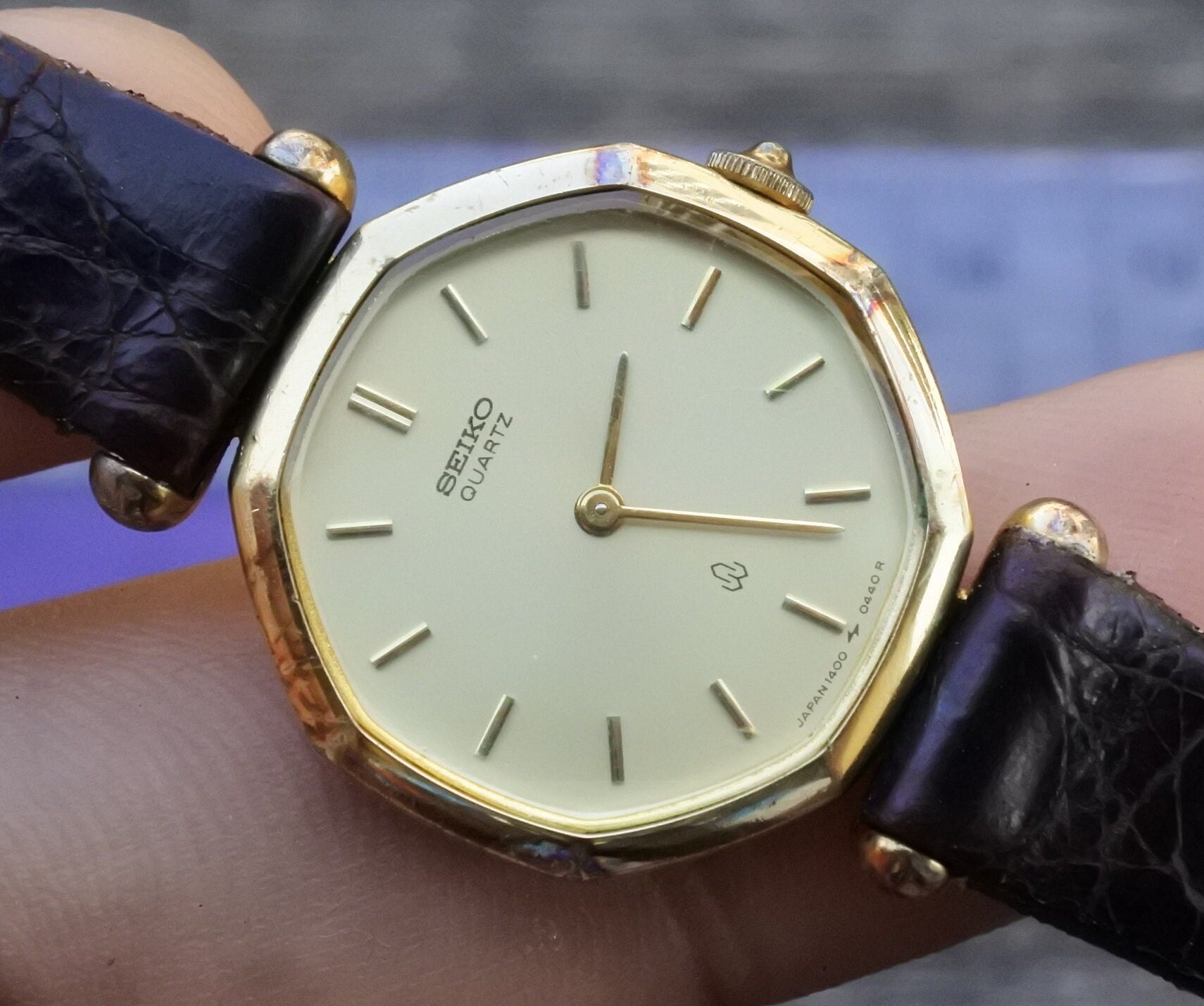 Vintage Seiko Gold Plated 1400 5261 Yellow Dial Lady Quartz Watch Japan ...