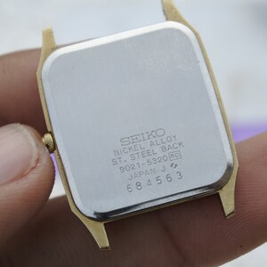 Vintage Seiko Gold Plated 9021 5320 Yellow Dial Men Quartz Wristwatch Japan Octagonal Shape 28mm ...