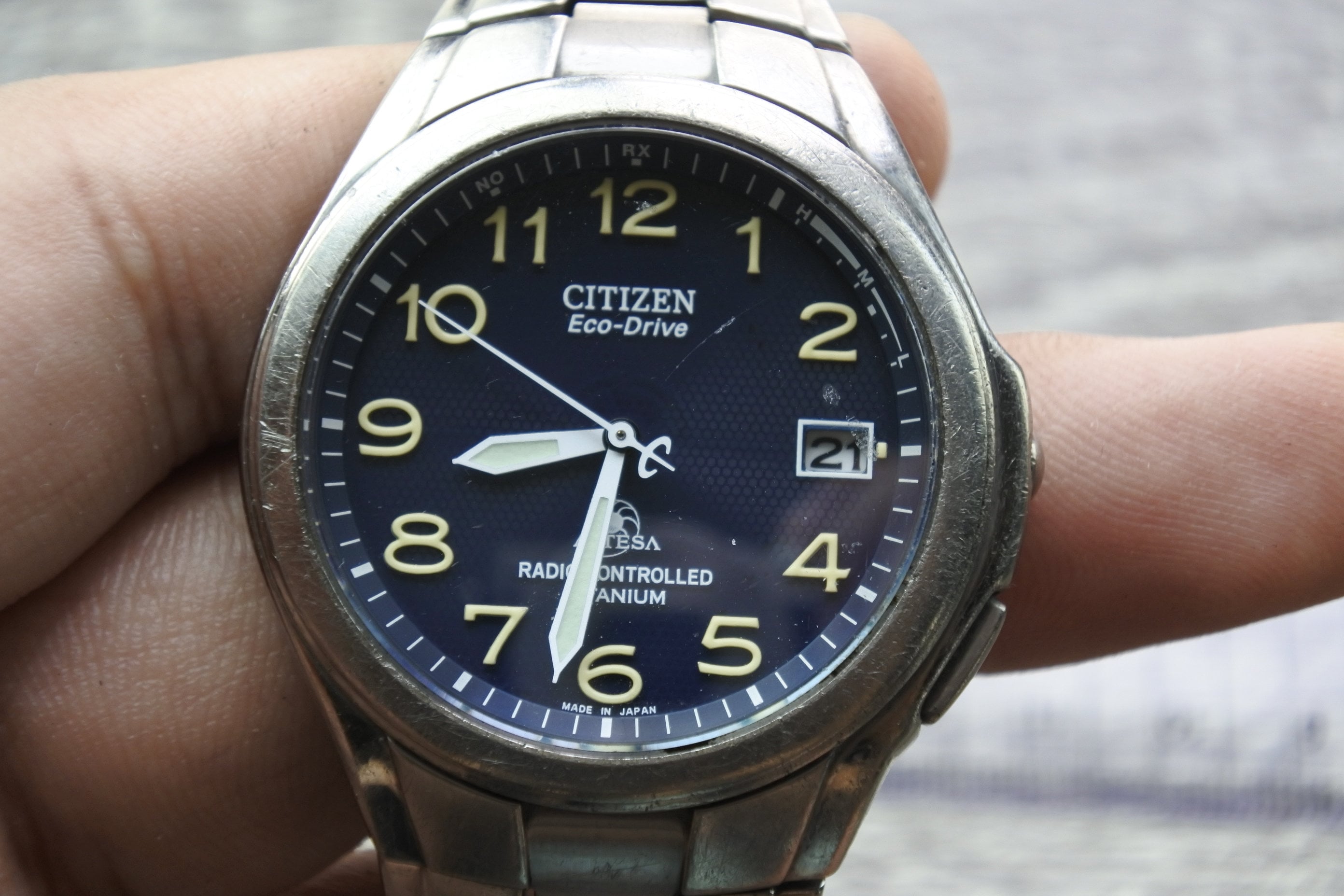 Vintage Citzen Attessa Radio Control Blue Dial Men Eco-drive Watch ...