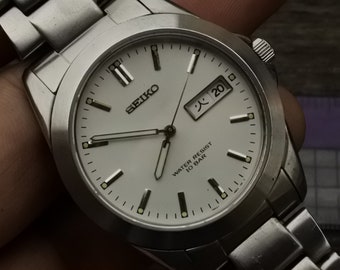 Vintage Seiko Type II 7123 7070 White Dial Men Quartz Watch Japan Round Shape 36mm - Etsy