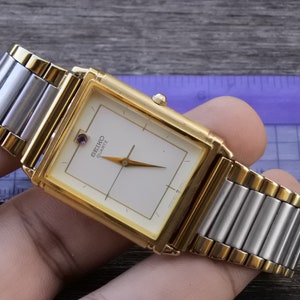 Vintage Seiko Gold Plated 9021 5300 Stone Dial Men Quartz Watch Japan Square Tank Shape 28mm - Etsy