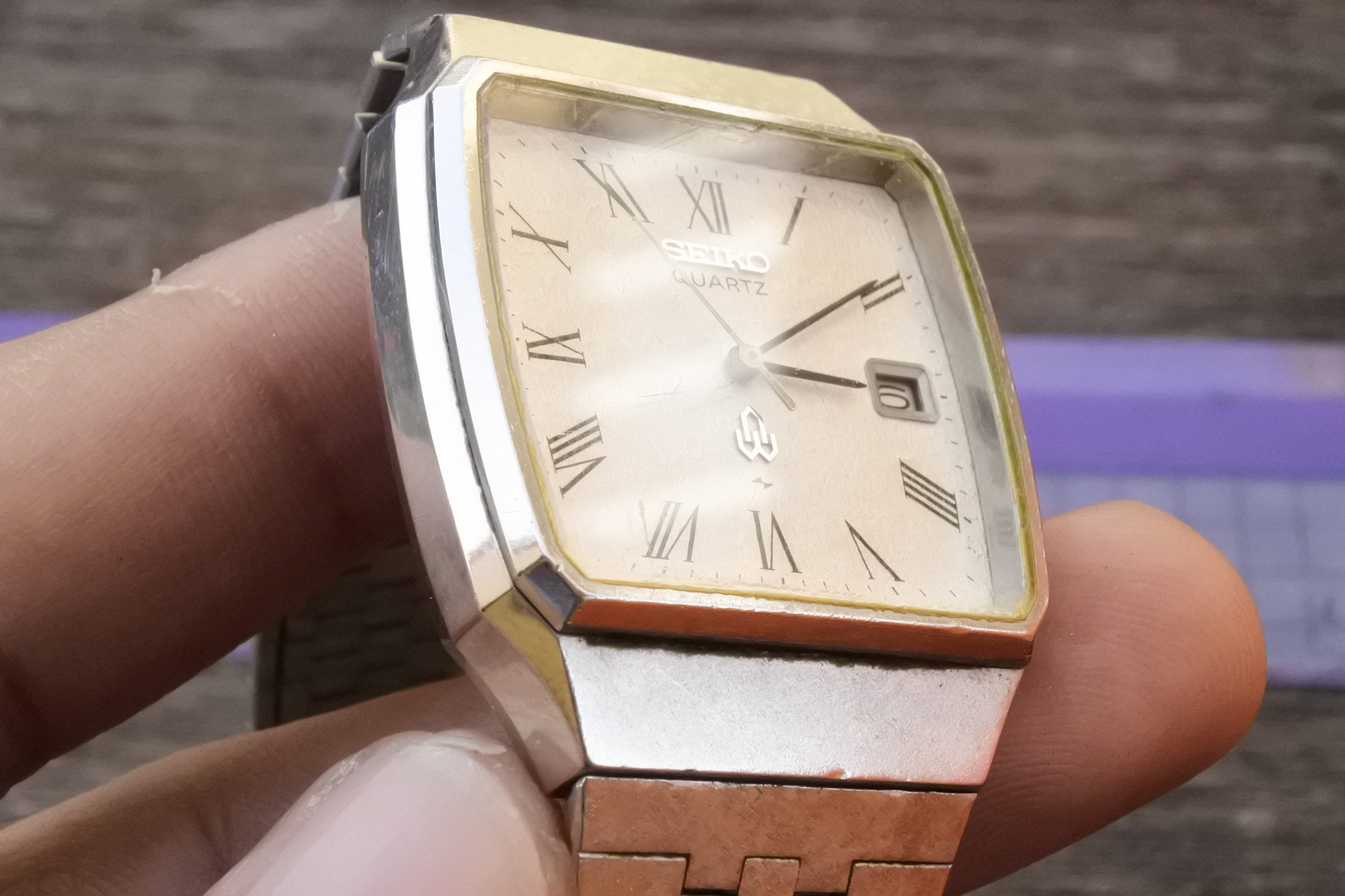 Vintage Seiko 0842 5010 Textured Dial Men Quartz Watch Japan Square Tank Shape Shape 35mm All ...