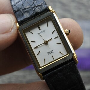 Vintage Citizen Exceed Gold Plated Lady Quartz Watch Japan Square Tank ...