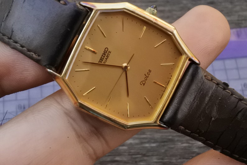Vintage Seiko Dolce Gold Plated 30micron 6030 5500 Yellow Dial Men ...