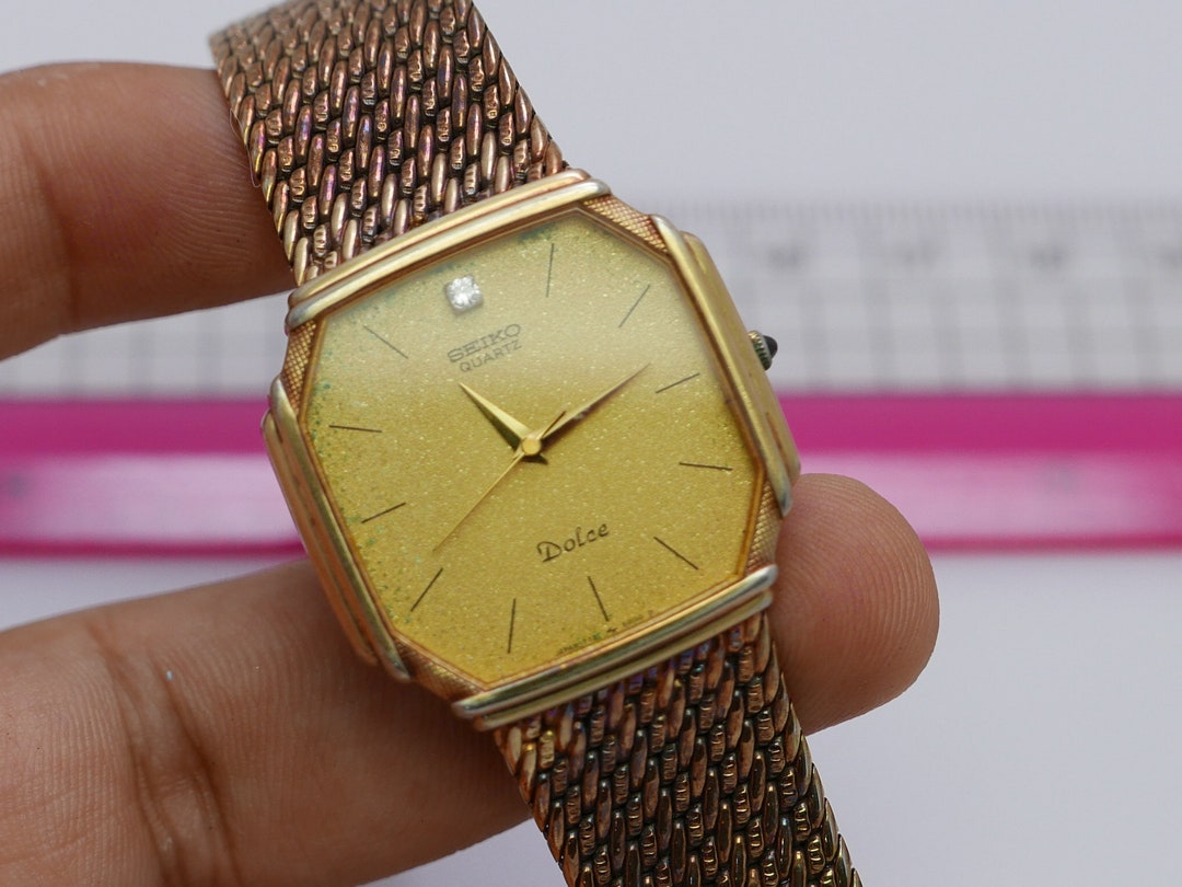 Vintage Seiko Dolce Gold Plated 7731 5000 Textured Dial Lady Quartz Watch Japan Octagonal Shape ...