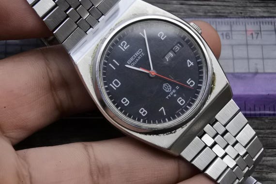 Vintage Seiko Type II 0903 6000 Black Dial Men Quart… - Gem