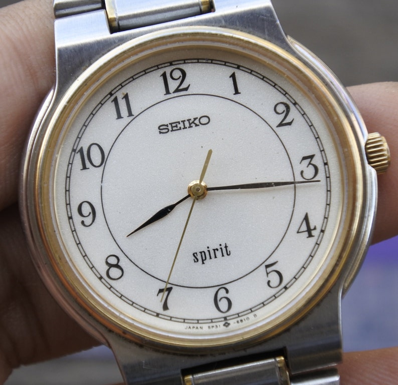 Vintage Seiko Spirit 5P31 6A50 Yellow Dial Men Quartz Wristwatch Japan ...