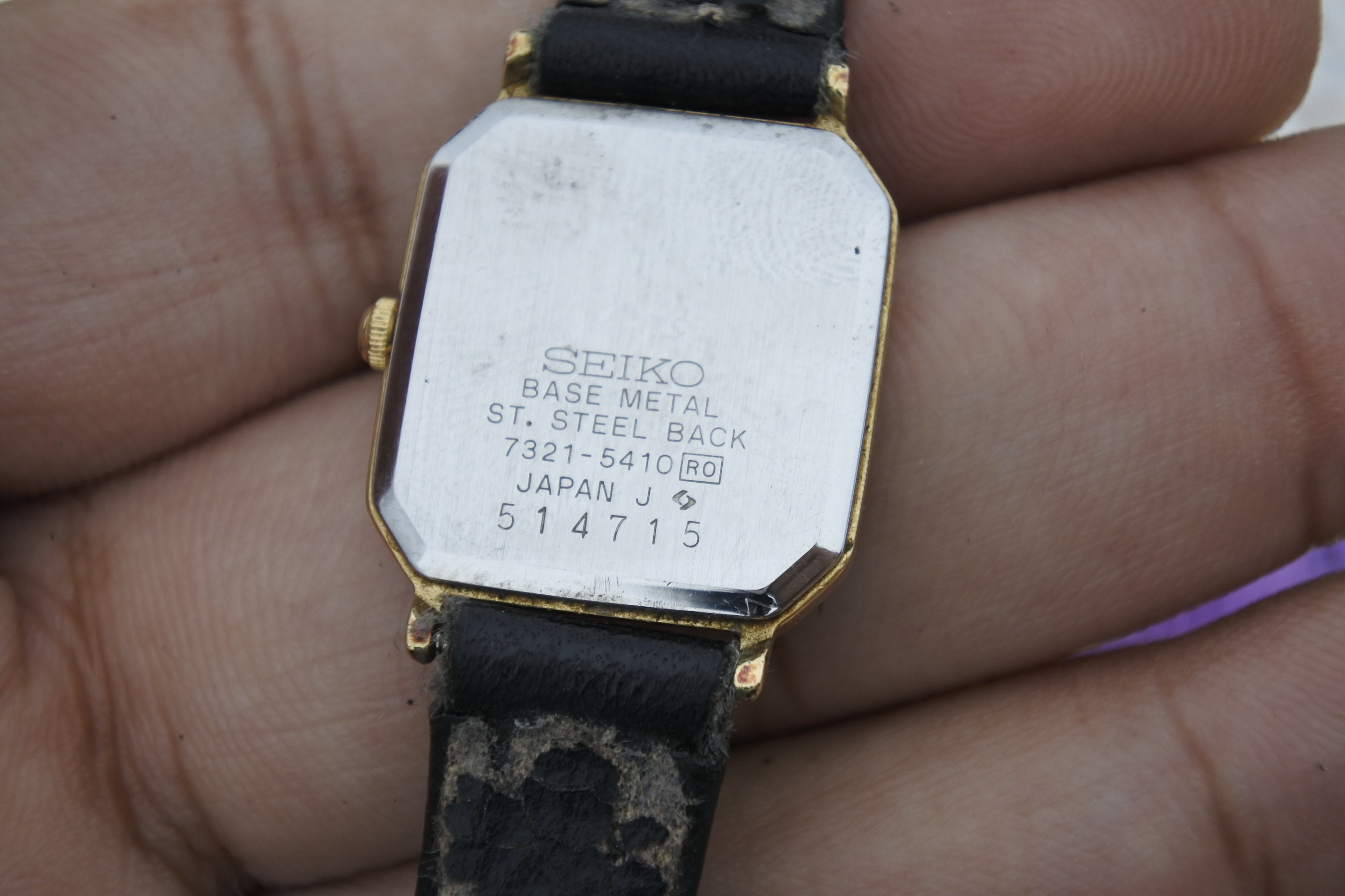 Vintage Seiko Gold Plated 7321 5410 Textured Dial Lady Quartz Watch Japan Square Tank Shape 21mm ...