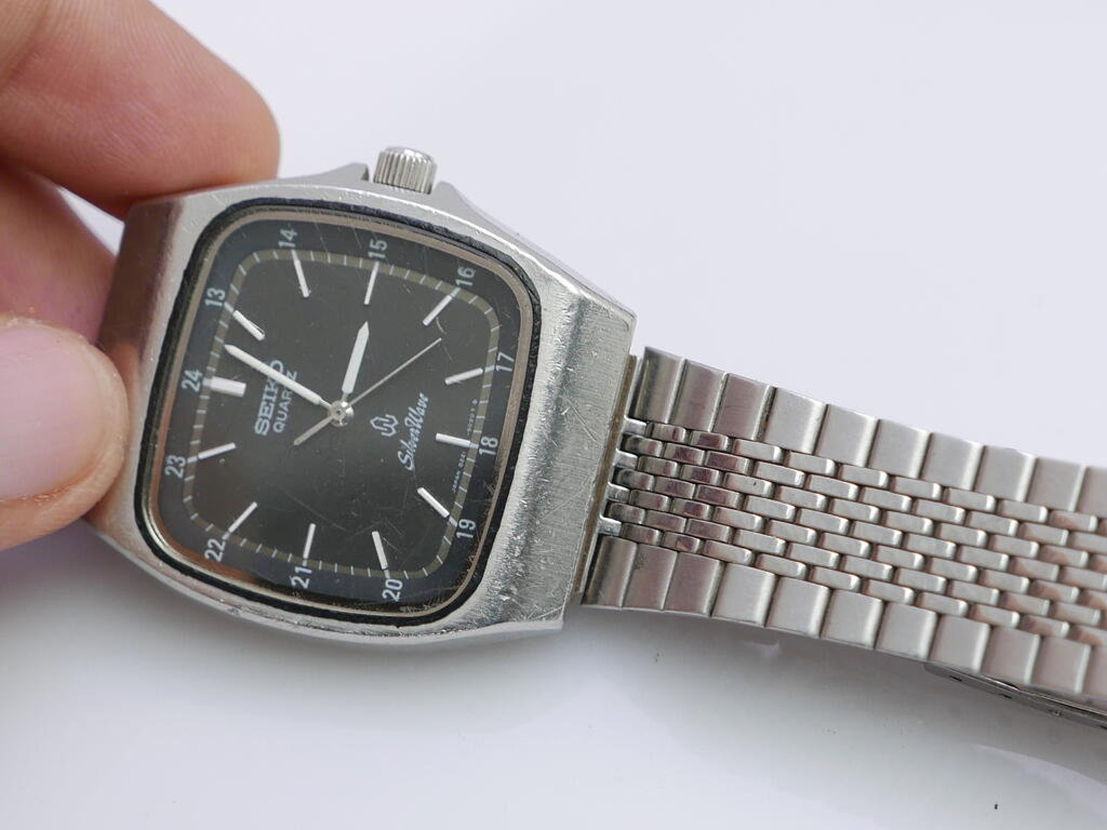Vintage Seiko Silverwave 8221 502A Black Dial Men Quartz Watch Japan ...