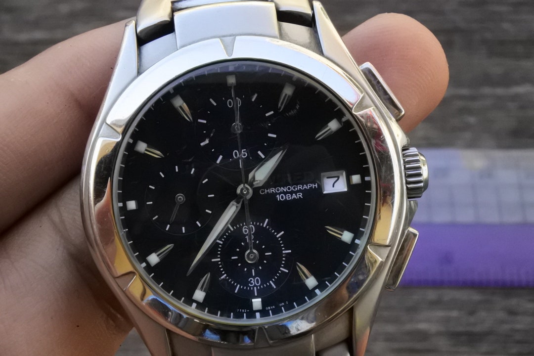 Vintage Seiko Wired Chronograph 7T92 0BX0 Black Dial Men Quartz Watch ...