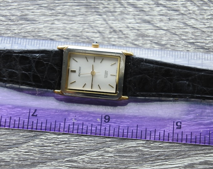 Vintage Citizen Exceed Gold Plated Lady Quartz Watch Japan Square Tank ...