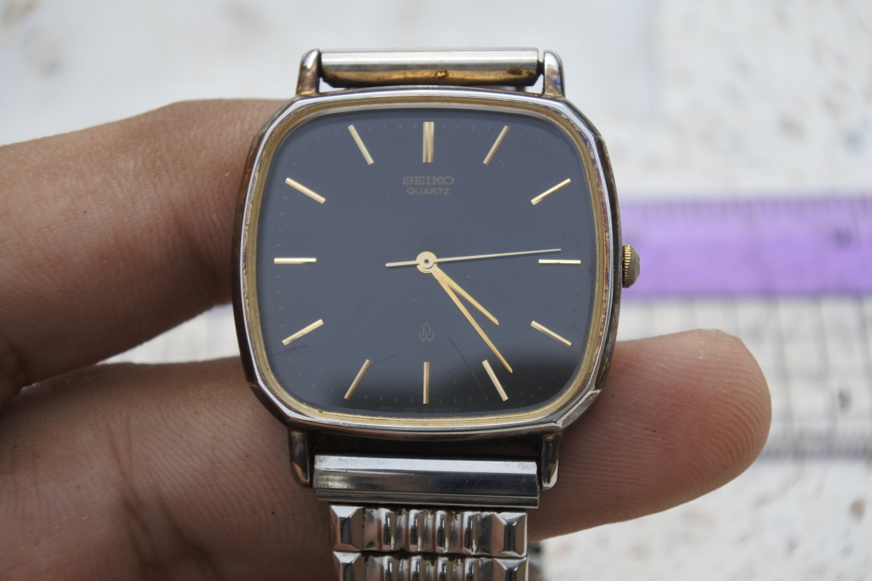 Vintage Seiko Gold Plated 5931 5470 Black Dial Men Quartz Wristwatch Japan Square Shape 32mm - Etsy