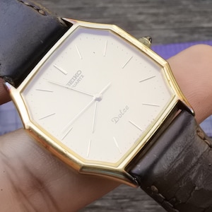 Vintage Seiko Dolce Gold Plated 30micron 6030 5500 Yellow Dial Men ...