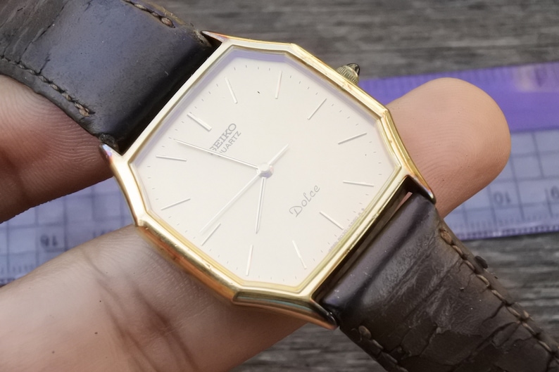 Vintage Seiko Dolce Gold Plated 30micron 6030 5500 Yellow Dial Men ...