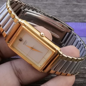 Vintage Seiko Gold Plated 9021 5300 Stone Dial Men Quartz Watch Japan Square Tank Shape 28mm - Etsy