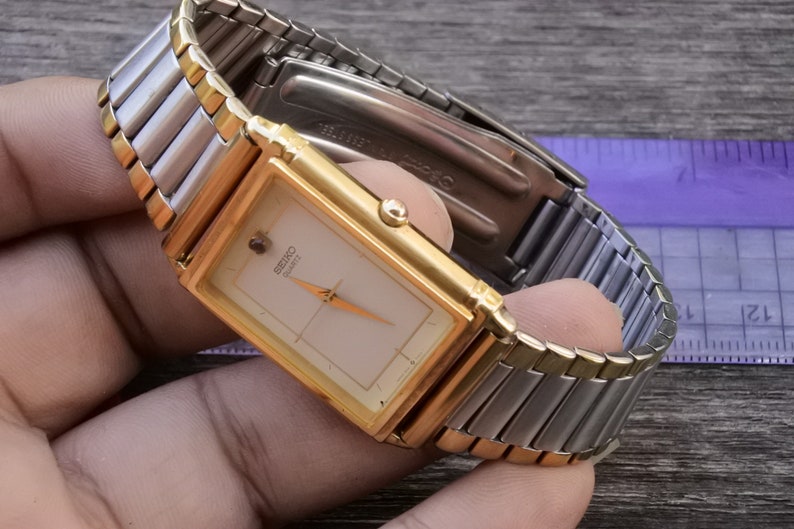 Vintage Seiko Gold Plated 9021 5300 Stone Dial Men Quartz Watch Japan Square Tank Shape 28mm - Etsy