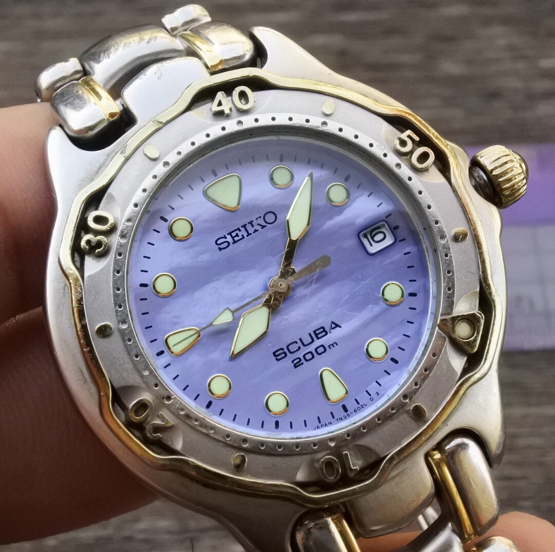 Vintage Seiko Scuba Driver 7N35 6030 Blue Dial Men Quartz Watch Japan ...