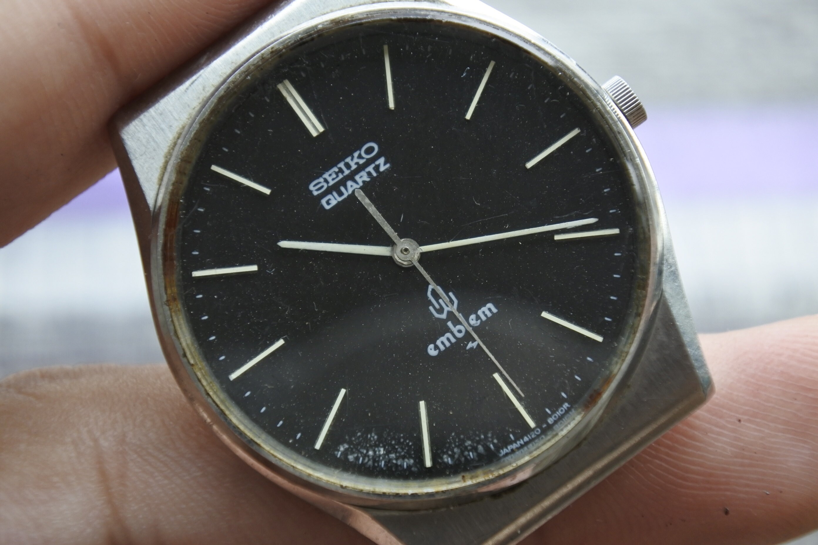 Vintage Seiko Emblem 4120-8010 Black Dial Men Quartz Watch - Etsy