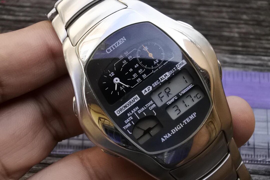 Vintage Citizen Ana Digi Temp LCD DIGITAL Men Quartz Watch Japan JDM ...