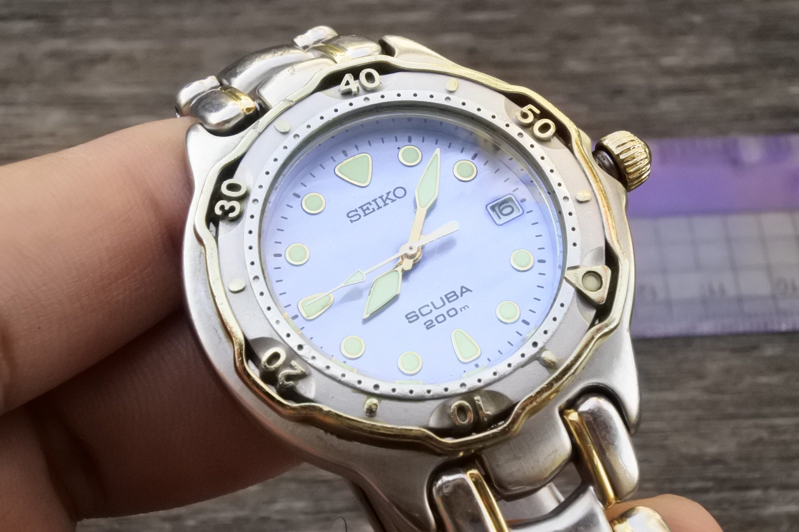 Vintage Seiko Scuba Driver 7N35 6030 Blue Dial Men Quartz Watch Japan ...