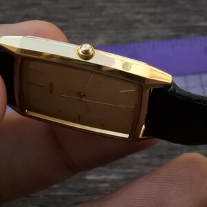 Vintage Seiko Gold Plated 9021 5340 Yellow Dial Men Quartz Watch Japan Square Tank Shape 28mm - Etsy