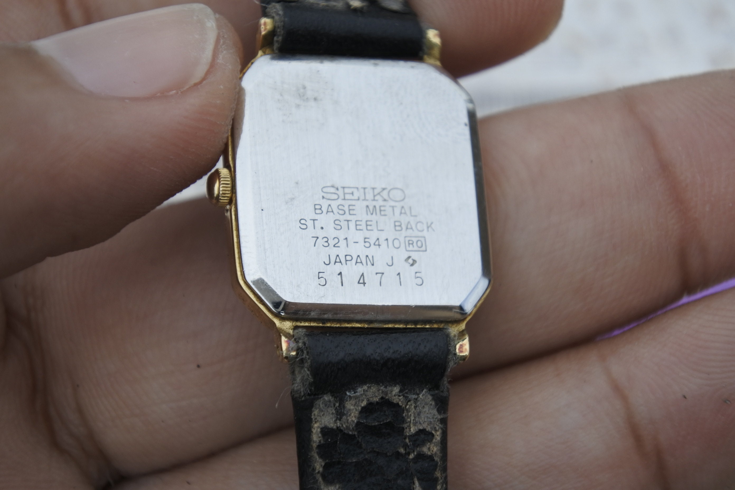 Vintage Seiko Gold Plated 7321 5410 Textured Dial Lady Quartz Watch Japan Square Tank Shape 21mm ...