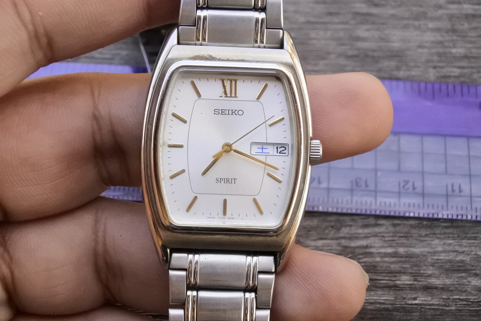 Vintage Seiko Spirit 7N33 5A50 Roman Numeral Dial Men Quartz Watch ...