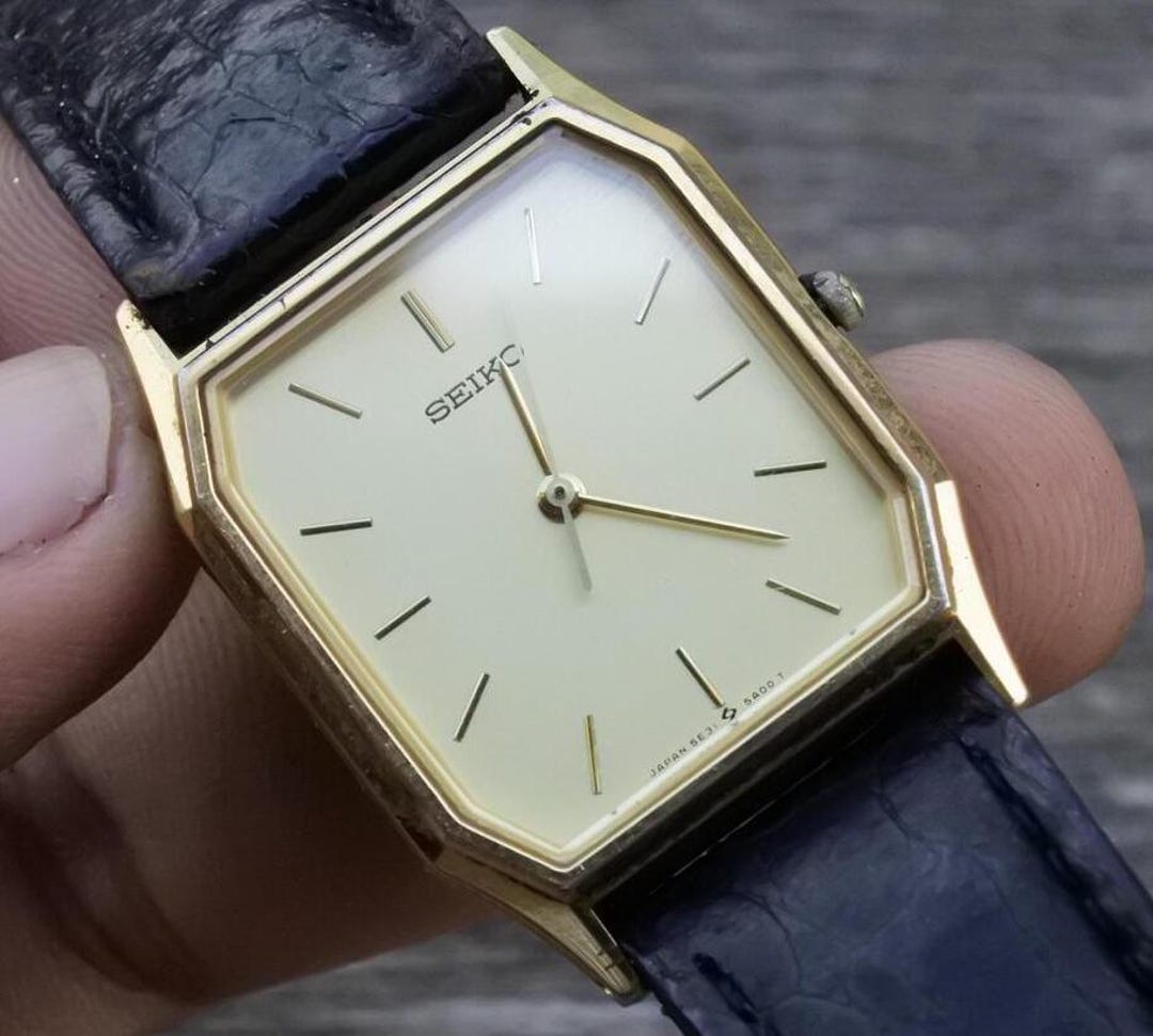 Vintage Seiko 5E31 5A00 Dress Unisex Quartz Watch Japan Square Tank ...