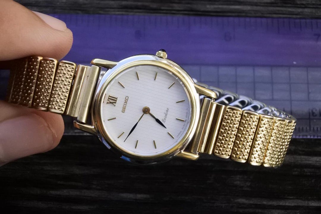 Vintage Seiko Exceline 4N20 0092 Textured Dial Lady Quartz Watch Japan ...