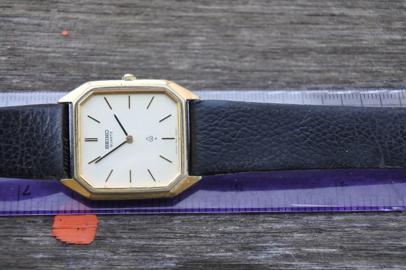 Vintage Seiko Gold Plated 7820 5440 Dress Watch Men Quartz Wristwatch Japan Octagonal Shape 30mm ...