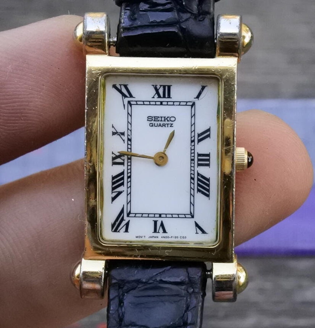 Vintage Seiko Gold Plated 4N00 F060 Roman Numeral Dial Lady Quartz ...