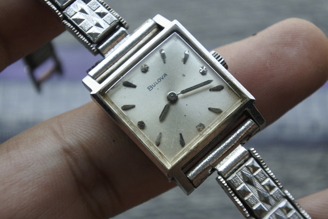 Vintage Bulova Hand Winding Swiss Made Silver Dial Square Tank - Etsy