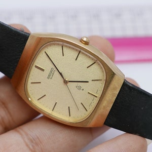 Vintage Seiko Gold Plated 7830 5020 Textured Dial Men Quartz Watch Japan Square Cushion Shape ...