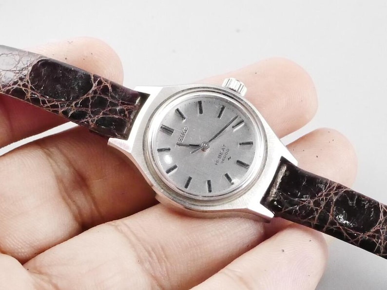 Vintage Seiko HI Beat 1940 0012 Silver Dial Lady Automatic Watch Japan ...