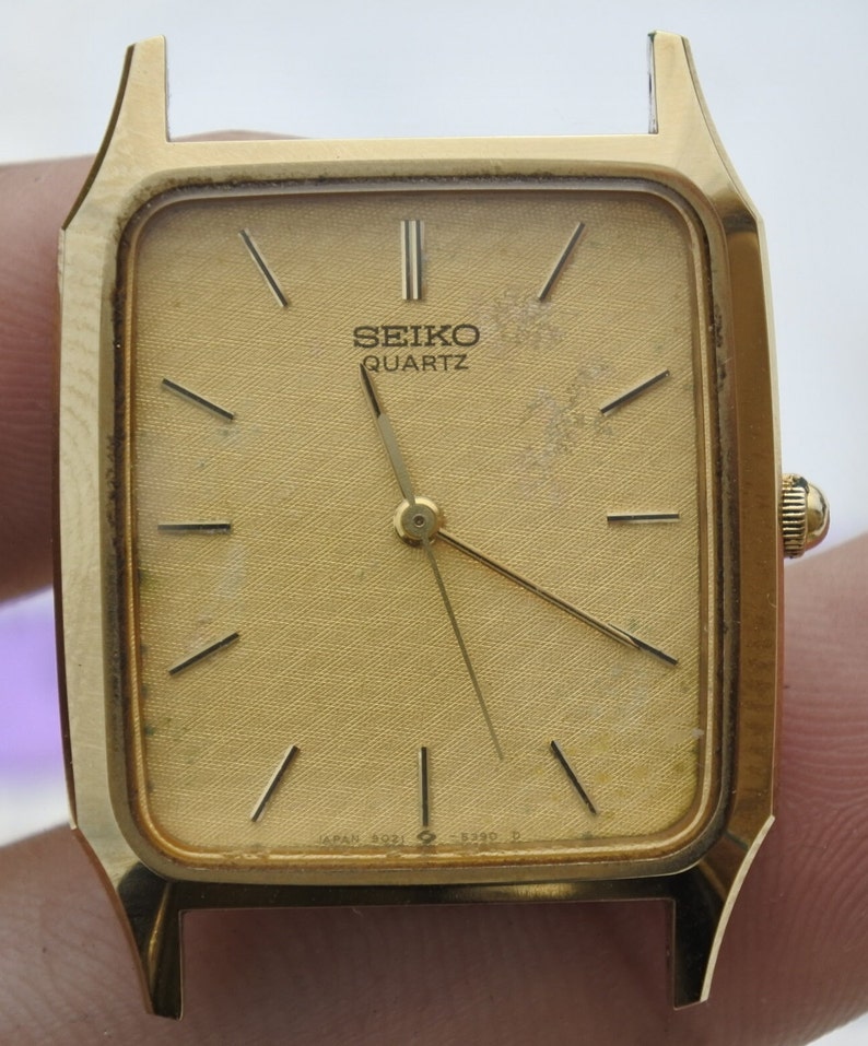 Vintage Seiko Gold Plated 9021 5320 Yellow Dial Men Quartz Wristwatch Japan Octagonal Shape 28mm ...
