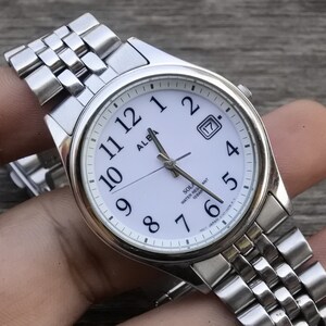 Vintage Seiko Alba Solar Energy White Dial V147 0AJ0 Mens Quartz Watch ...