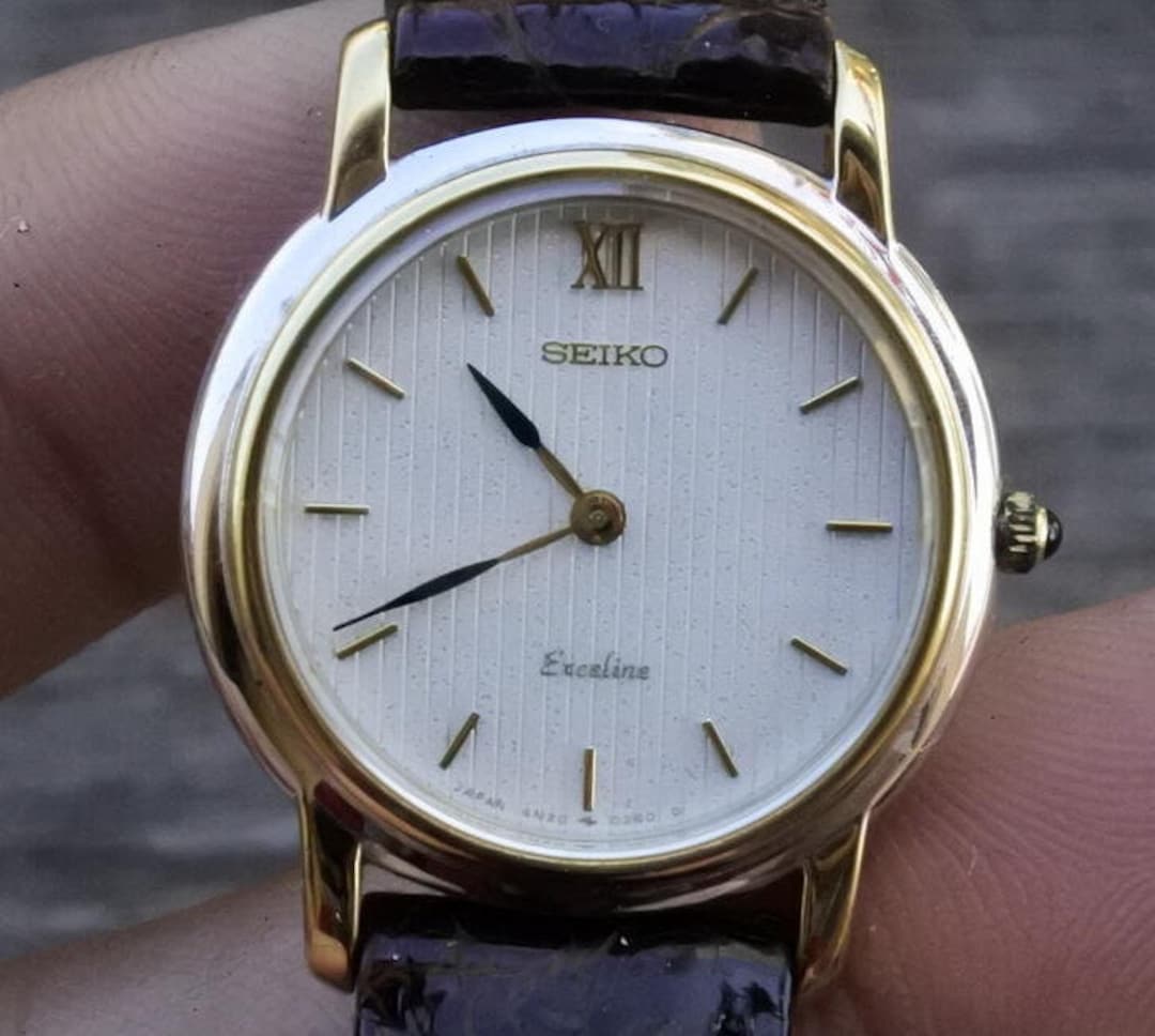 Vintage Seiko 4N20 0092 Textured Dial Lady Quartz Watch Japan Round ...