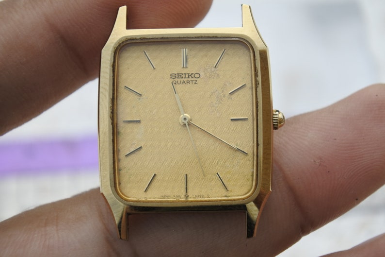 Vintage Seiko Gold Plated 9021 5320 Yellow Dial Men Quartz Wristwatch ...