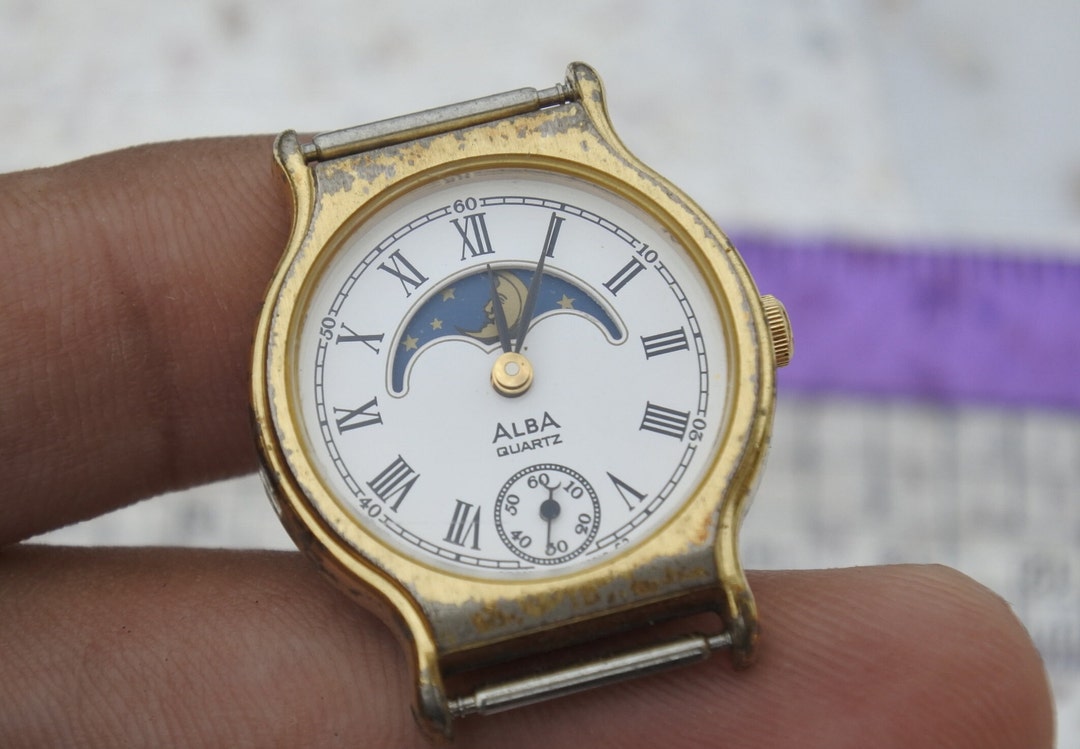 Vintage Alba V256 0020 Sun Moon Dial Lady Quartz Wrist Watch - Etsy