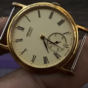 Vintage Seiko Gold Plated 2628 0010 Roman Numeral Dial Men Quartz Watch Japan Round Shape 32mm ...