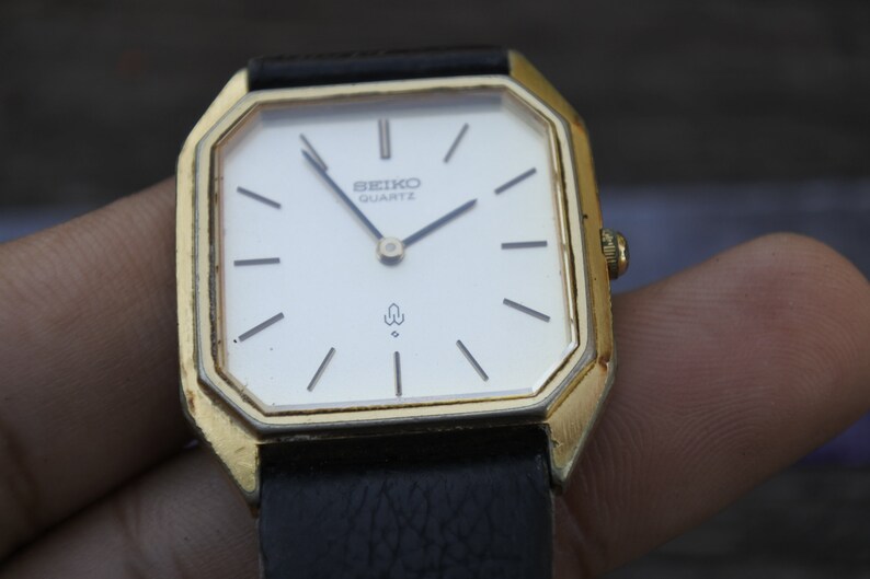 Vintage Seiko Gold Plated 7820 5440 Dress Watch Men Quartz Wristwatch Japan Octagonal Shape 30mm ...