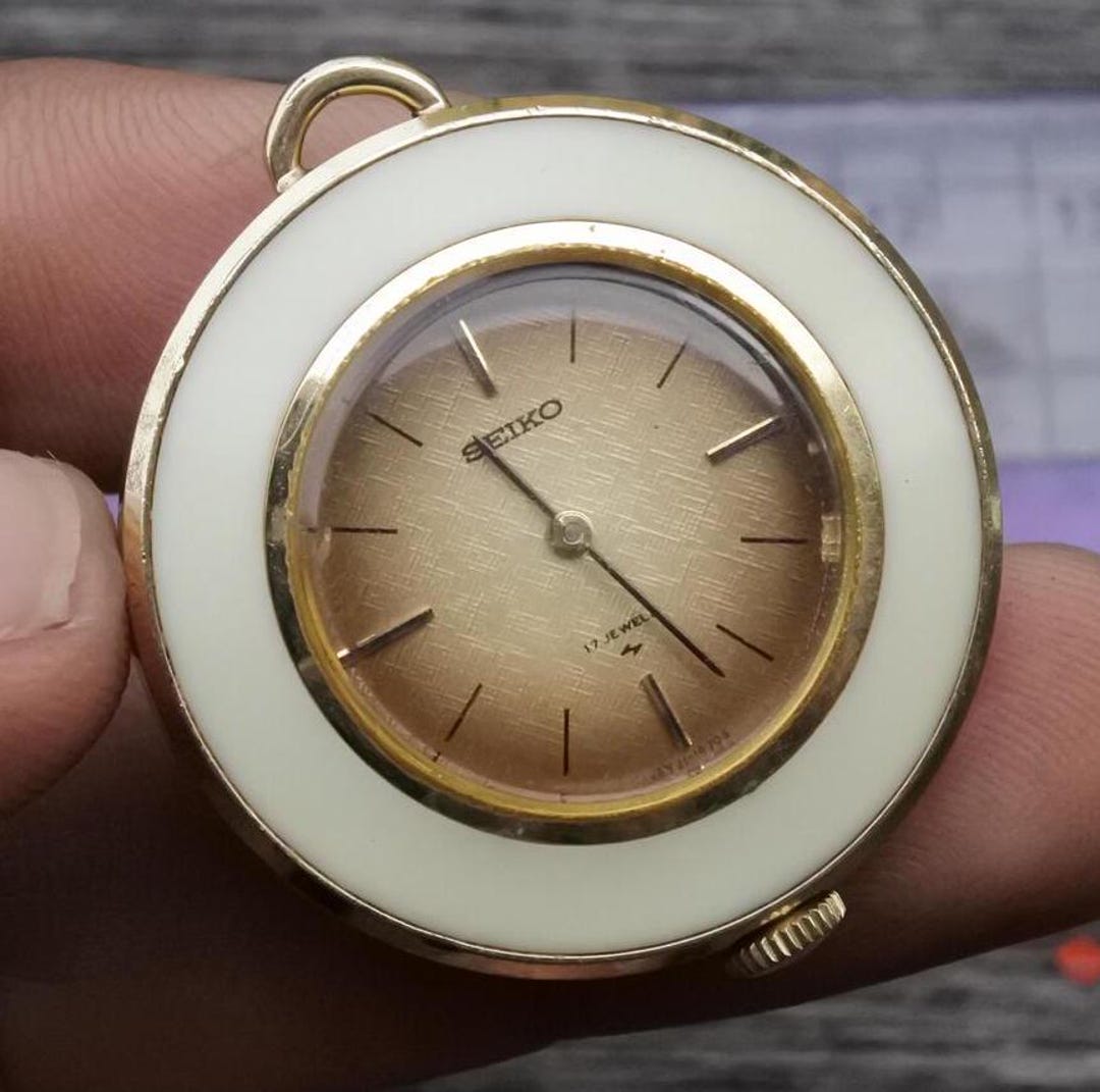 Vintage Seiko Locket Pocket Watch Champagne Dial Lady Hand Winding ...