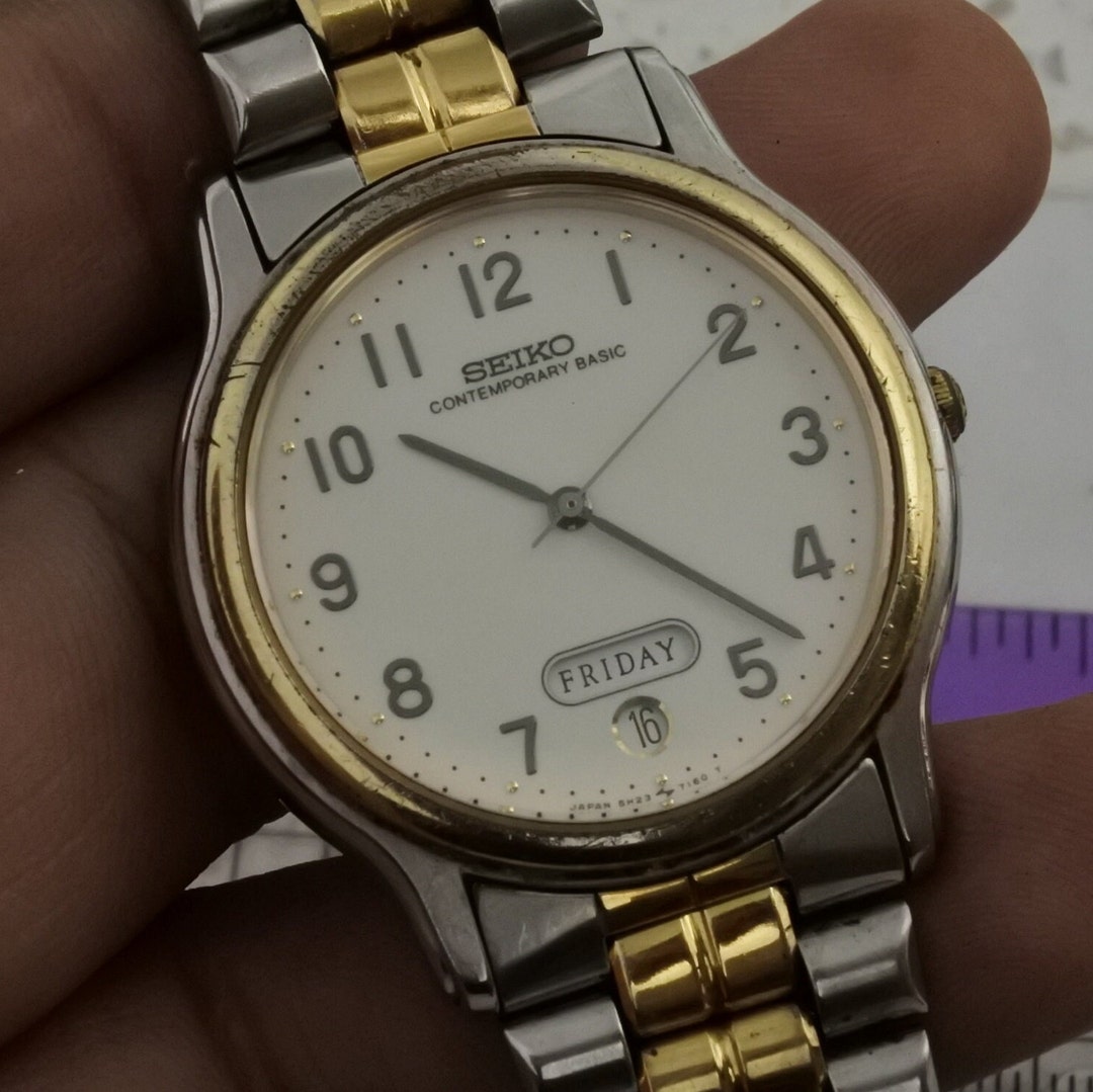 Buy Vintage Seiko Contemporary Basic 5H23 7080 White Dial Men Quartz ...